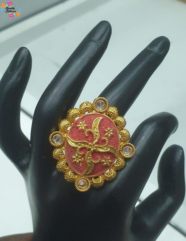 Red And Gold Matte Finished Ring | Available Online & In-Store